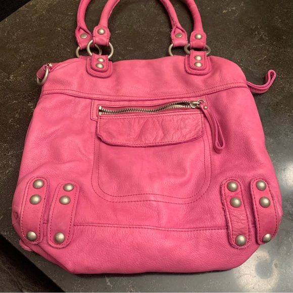 Linea Pelle | Bags | Linea Pelle Medium Dylan Pink Leather Shoulder Bag ...